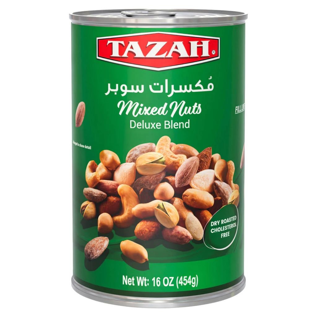 Tazah Super Mixed Nuts Green Tin 1 lb